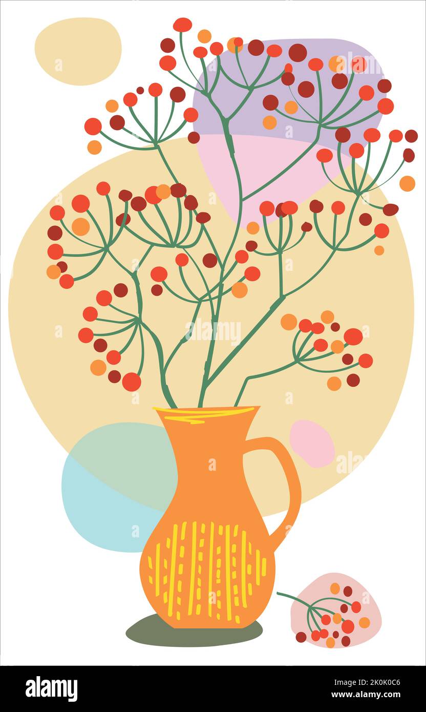 Abstract posters with vases. Trendy still life collage with pot, plant ...