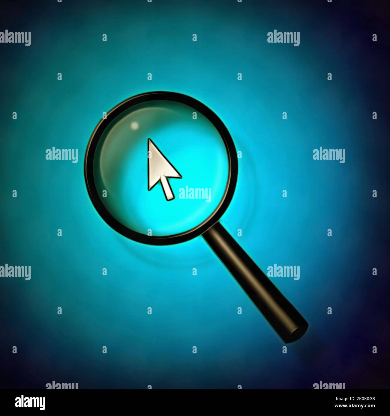 Arrow and magnify glass. 3D rendering Stock Photo - Alamy