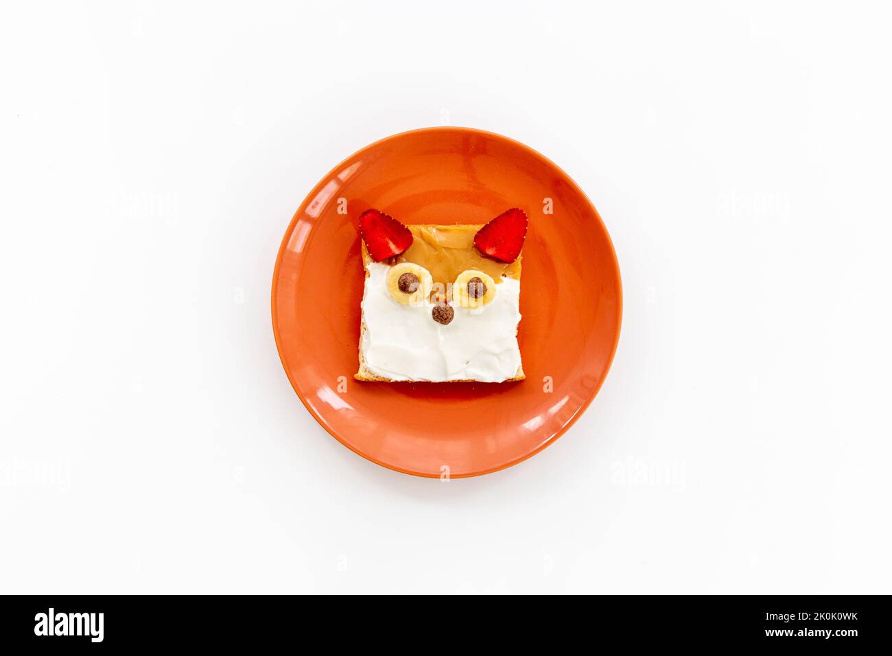 Funny kids sandwich in shape of fox face made from cream cheese and ...