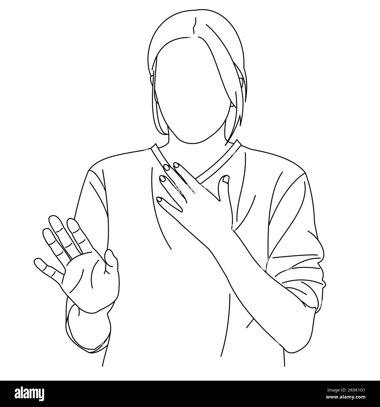 An illustration drawing of a young woman feeling unwell and coughing as ...