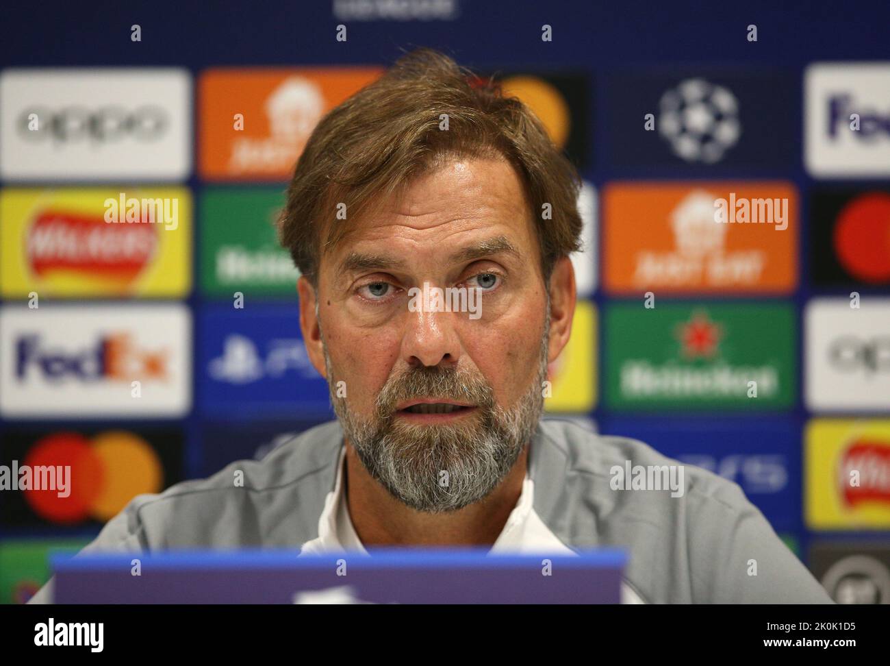 Liverpool Manager Jurgen Klopp During A Press Conference At Anfield