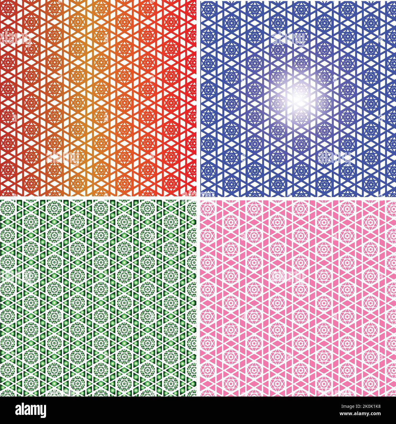 Set Of Seamless Periodic Repeat Star Pattern With Gradient Color for ...