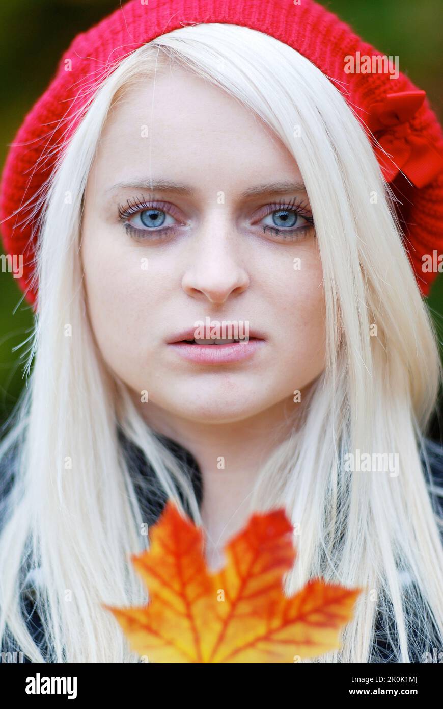 Autumn close up of a Girl with intense eyes Stock Photo - Alamy