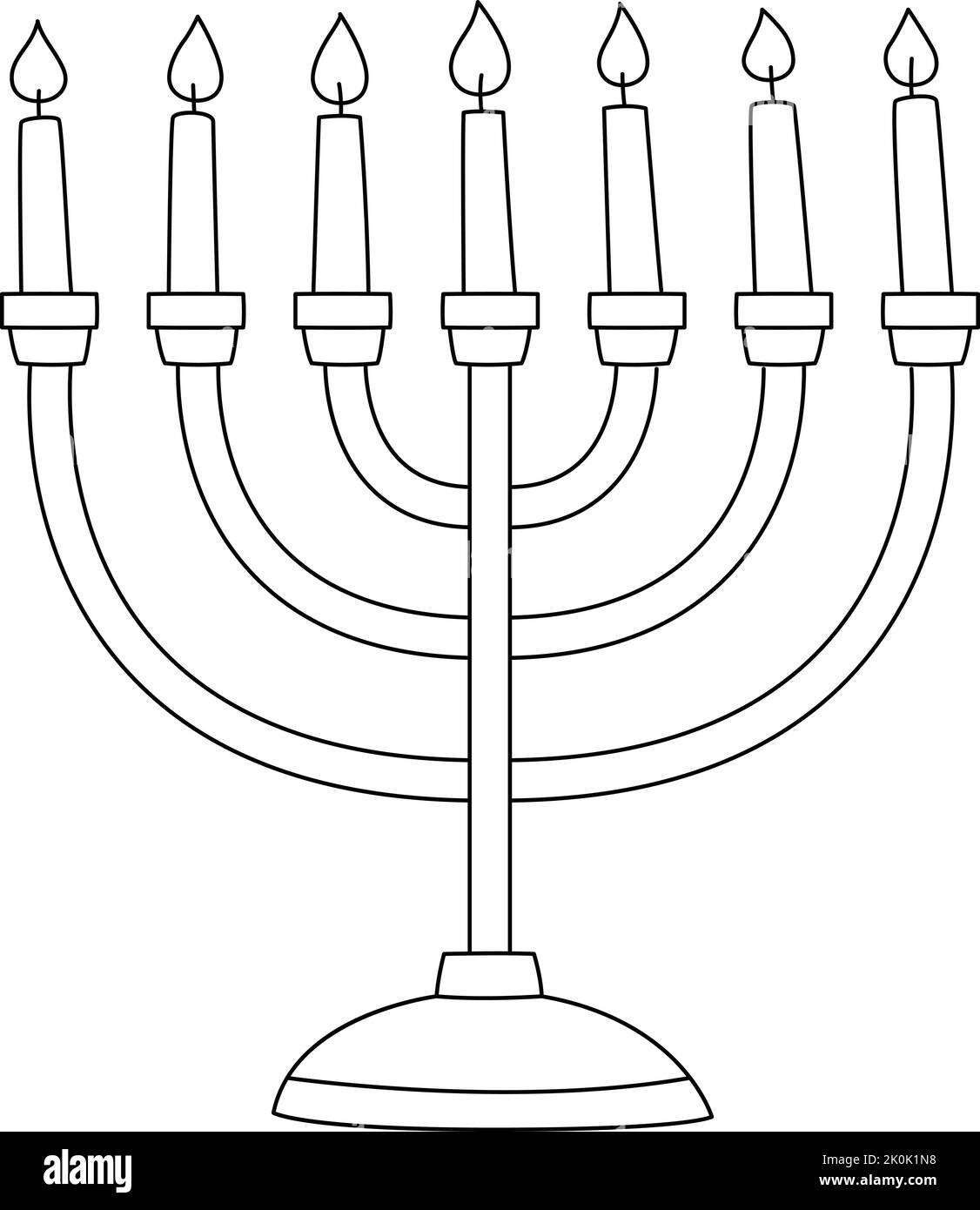 Hanukkah Menorah Isolated Coloring Page for Kids Stock Vector Image ...