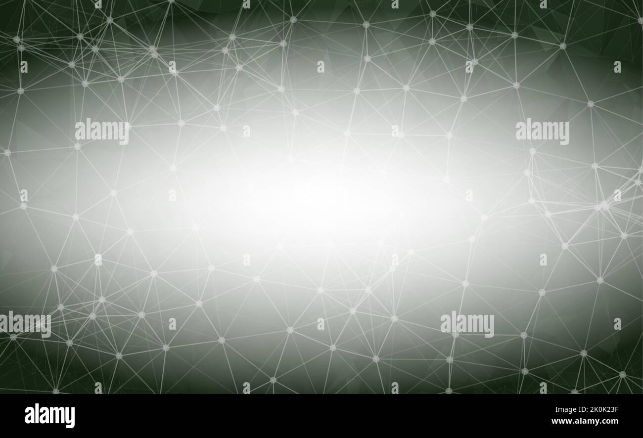 Abstract Dark Green Polygonal Space Background with Connecting Dots and Lines. Connection ...