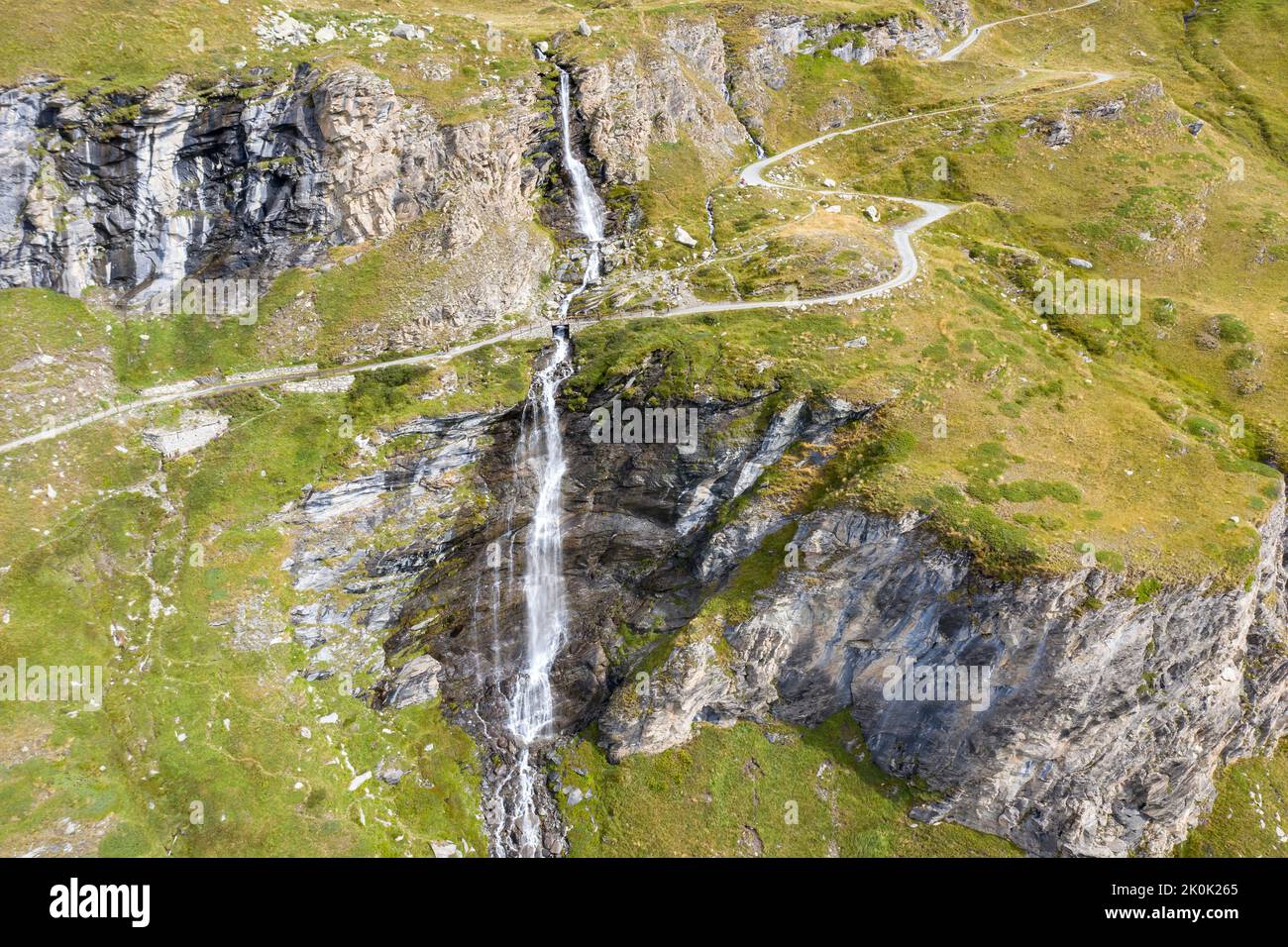 Alpine waterfall on the Matterhorn slopes, Italy Stock Photo - Alamy