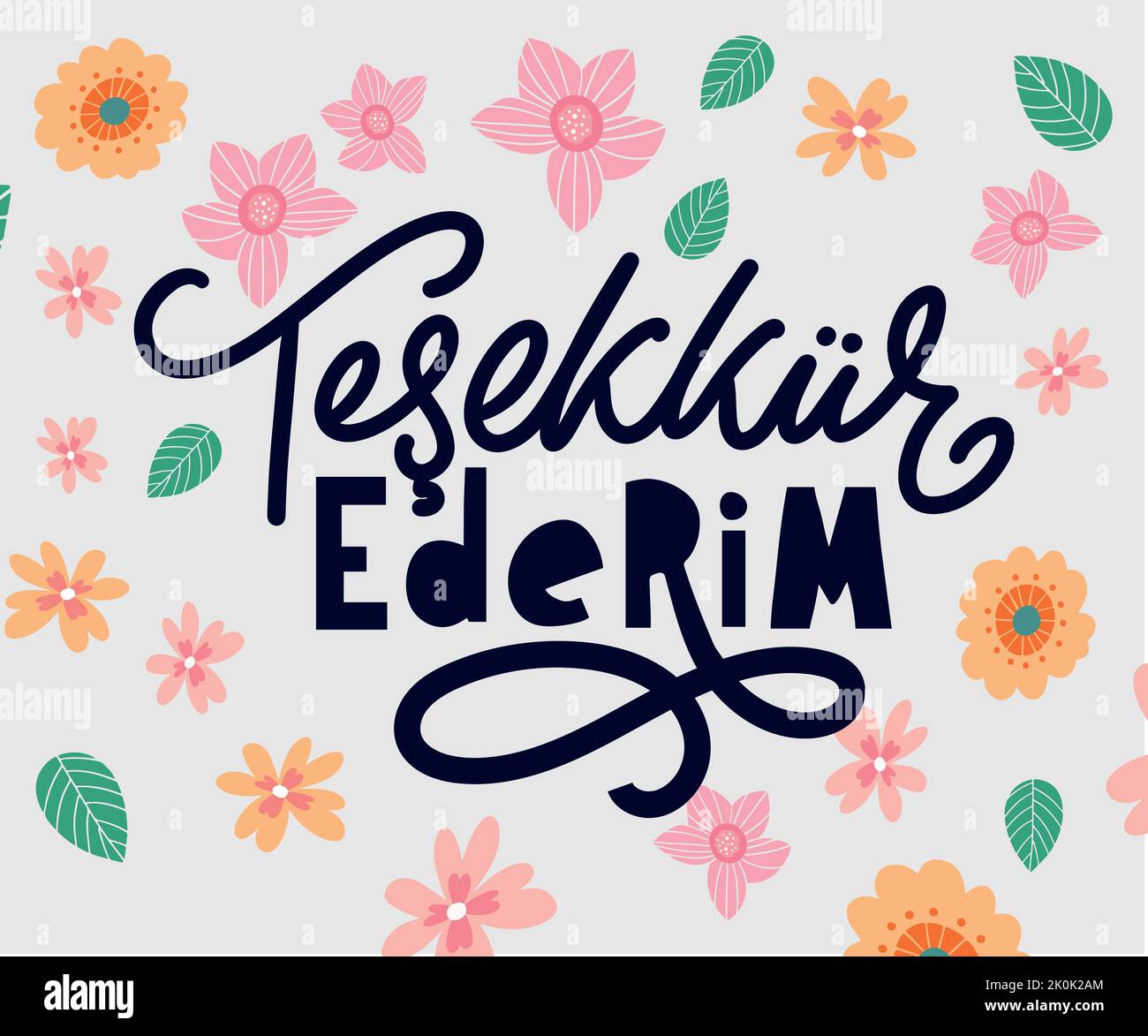 Text in the Turkish: Thank you. Lettering. Ink illustration. Modern ...