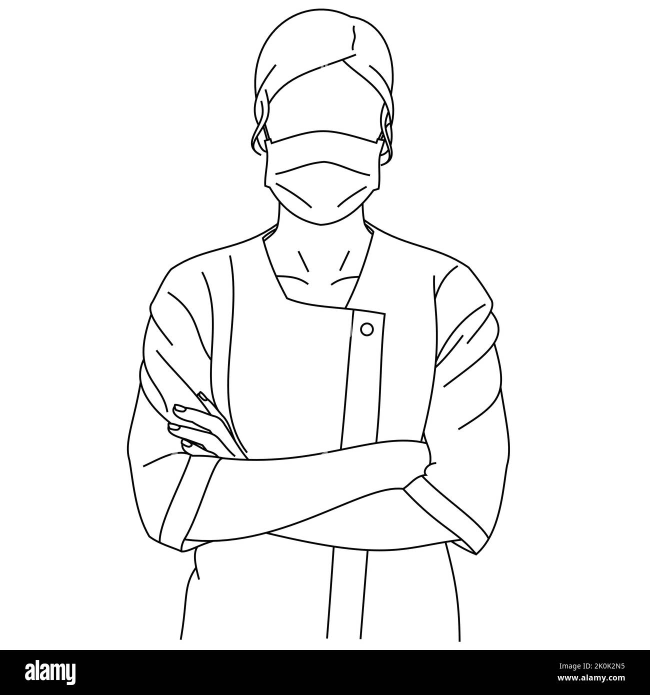A vector of a nurse figure wearing a face mask over a white background ...