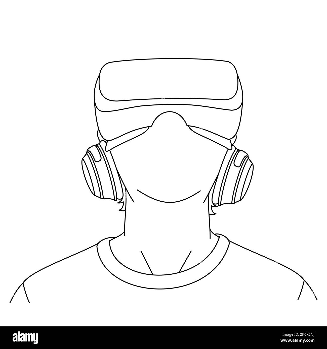 An illustration drawing of a young man using Virtual Reality glasses ... An illustration drawing of a young man using Virtual Reality glasses ...