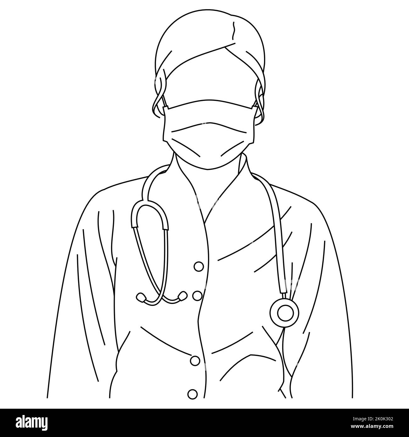 A vector of a nurse figure wearing a face mask over a white background ...