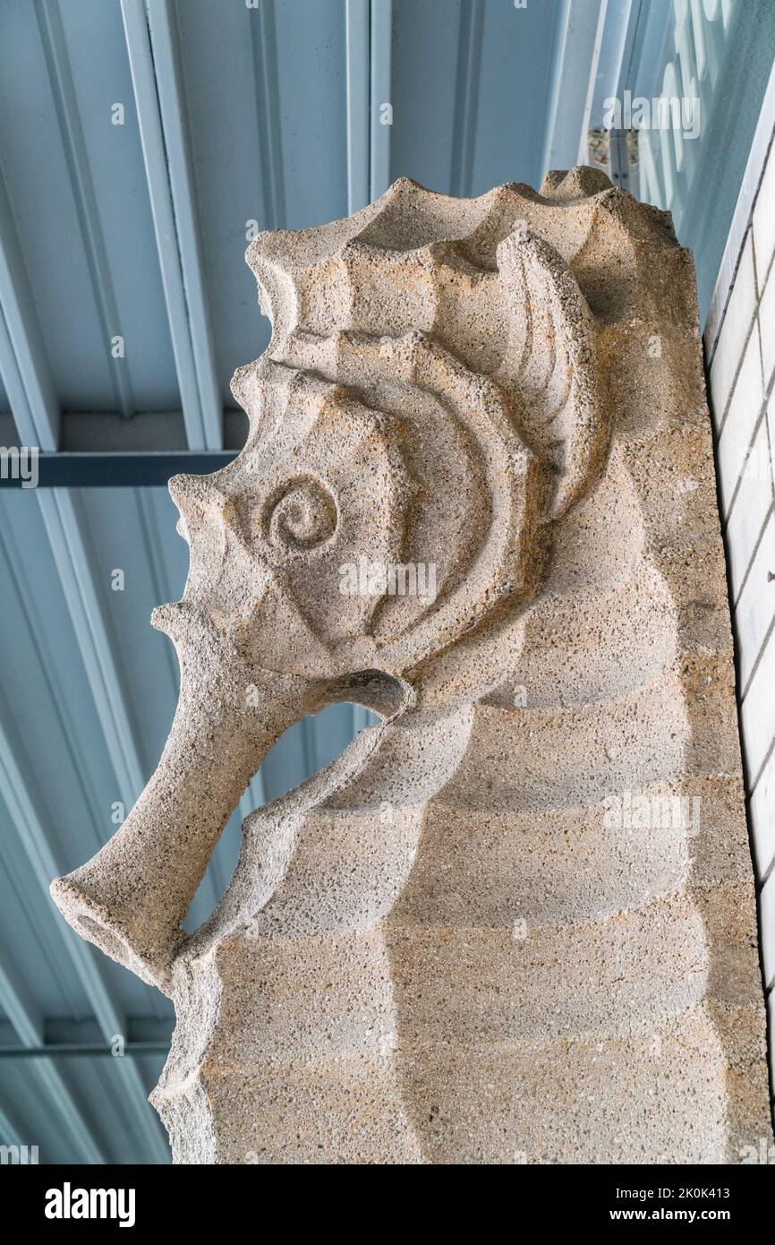 Seahorse statue made of concrete in city street Stock Photo - Alamy