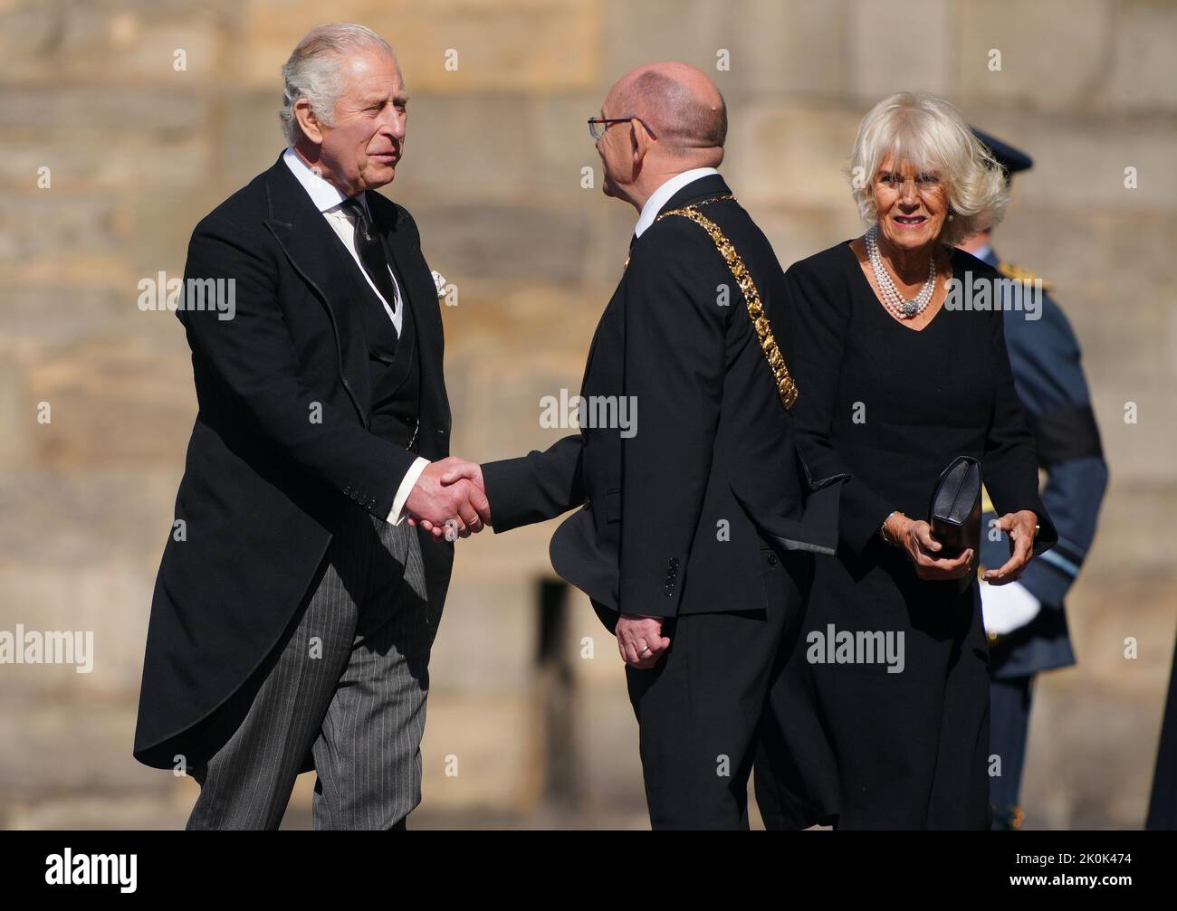 King Charles III, shaking hands with Lord Provost of Edinburgh Robert ...