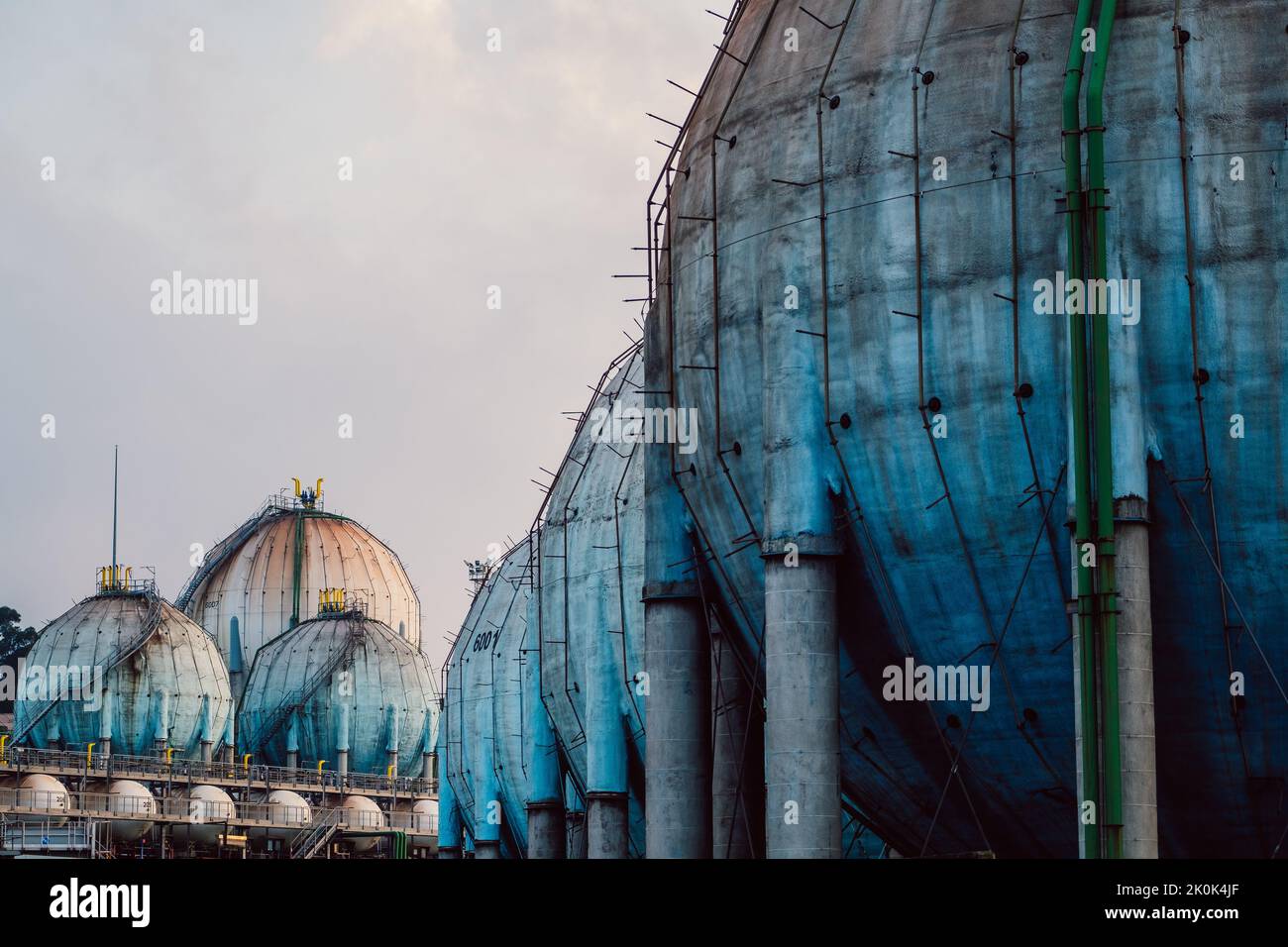 Metal spherical fuel deposit in detail Stock Photo - Alamy