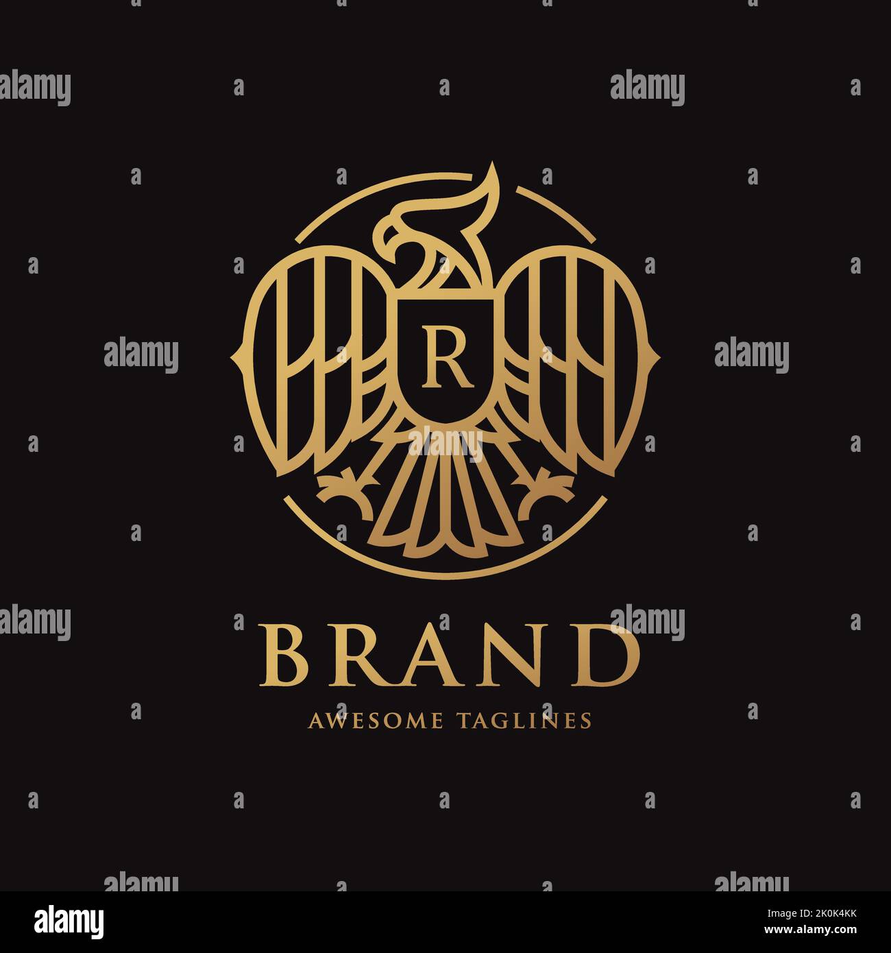 a heraldic eagle linear with letter R logo Stock Vector Image & Art - Alamy
