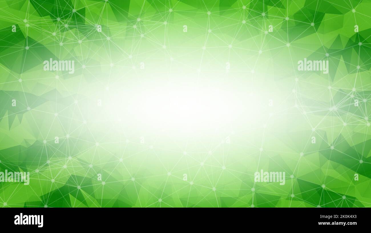 Abstract Green Polygonal Space Background with Connecting Dots and Lines. Connection structure ...