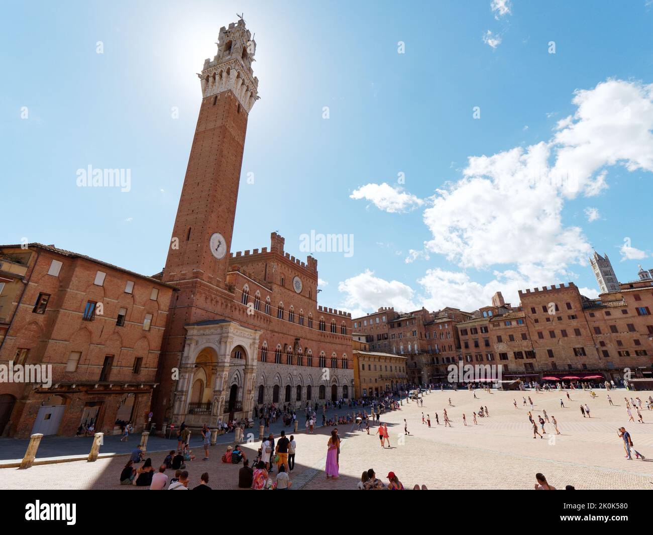 Piazza del Campo, a famous medieval square in the city of Siena ...
