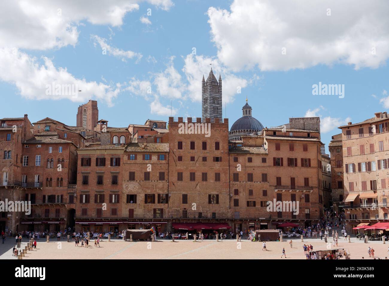 Piazza del Campo, a famous medieval square in the city of Siena ...