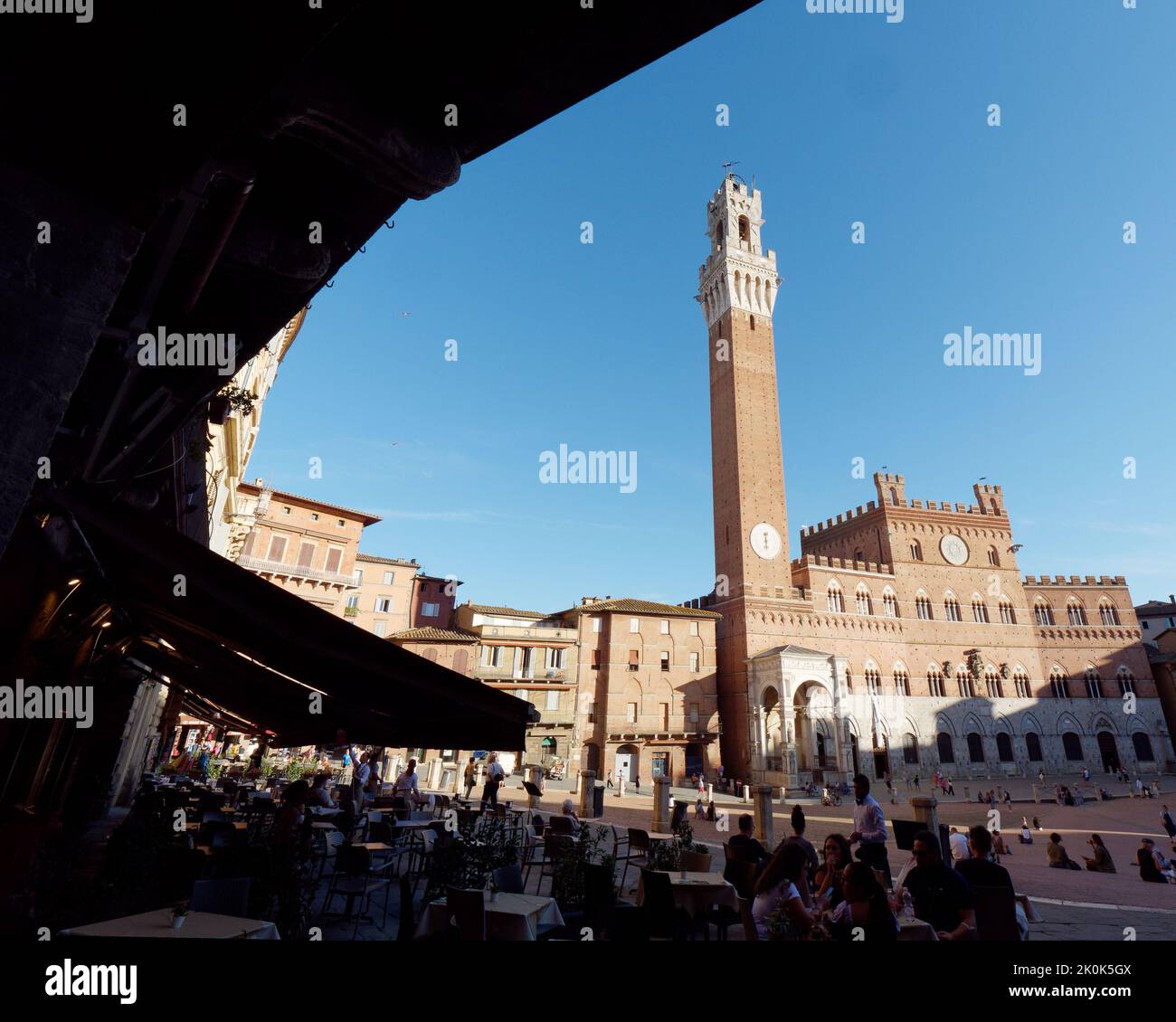 Piazza del Campo, a famous medieval square in the city of Siena ...