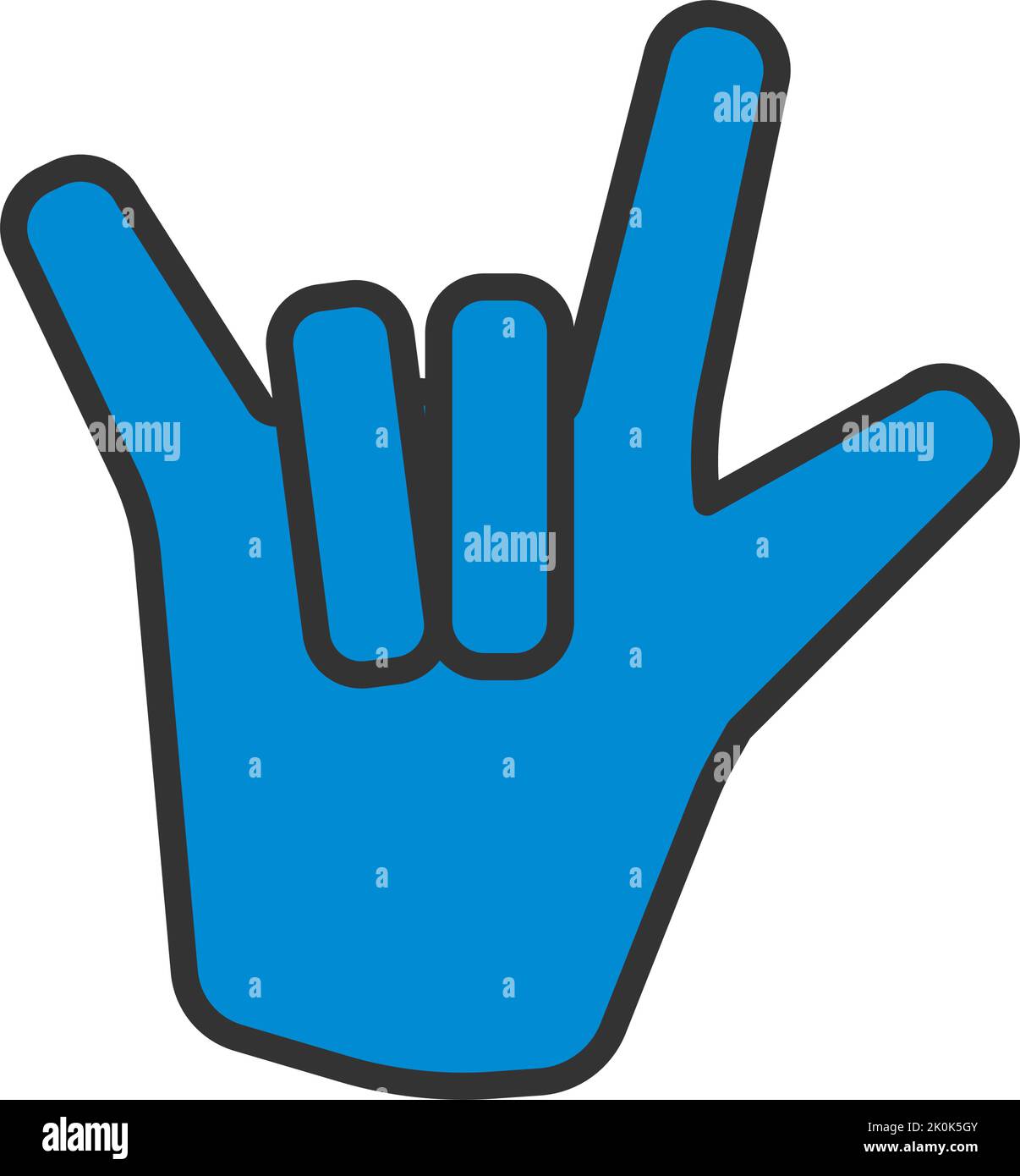 Rock Hand Icon. Editable Bold Outline With Color Fill Design. Vector ...