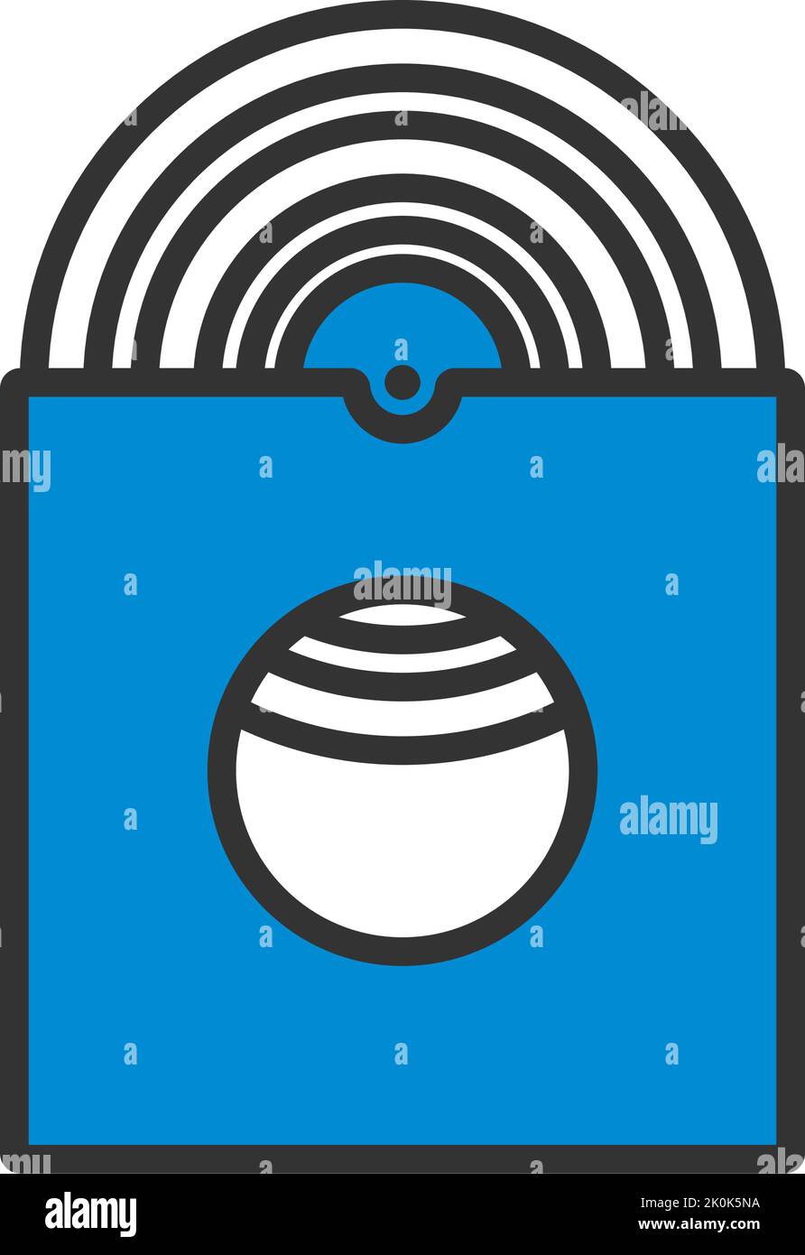 Vinyl Record In Envelope Icon. Editable Bold Outline With Color Fill ...
