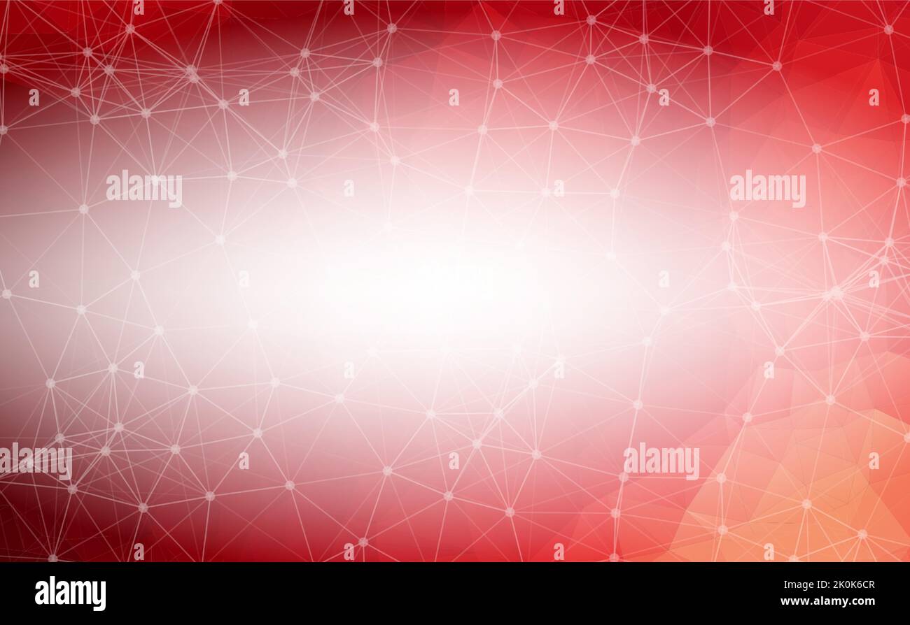 Abstract Dark red Polygonal Space Background with Connecting Dots and Lines. Connection ...