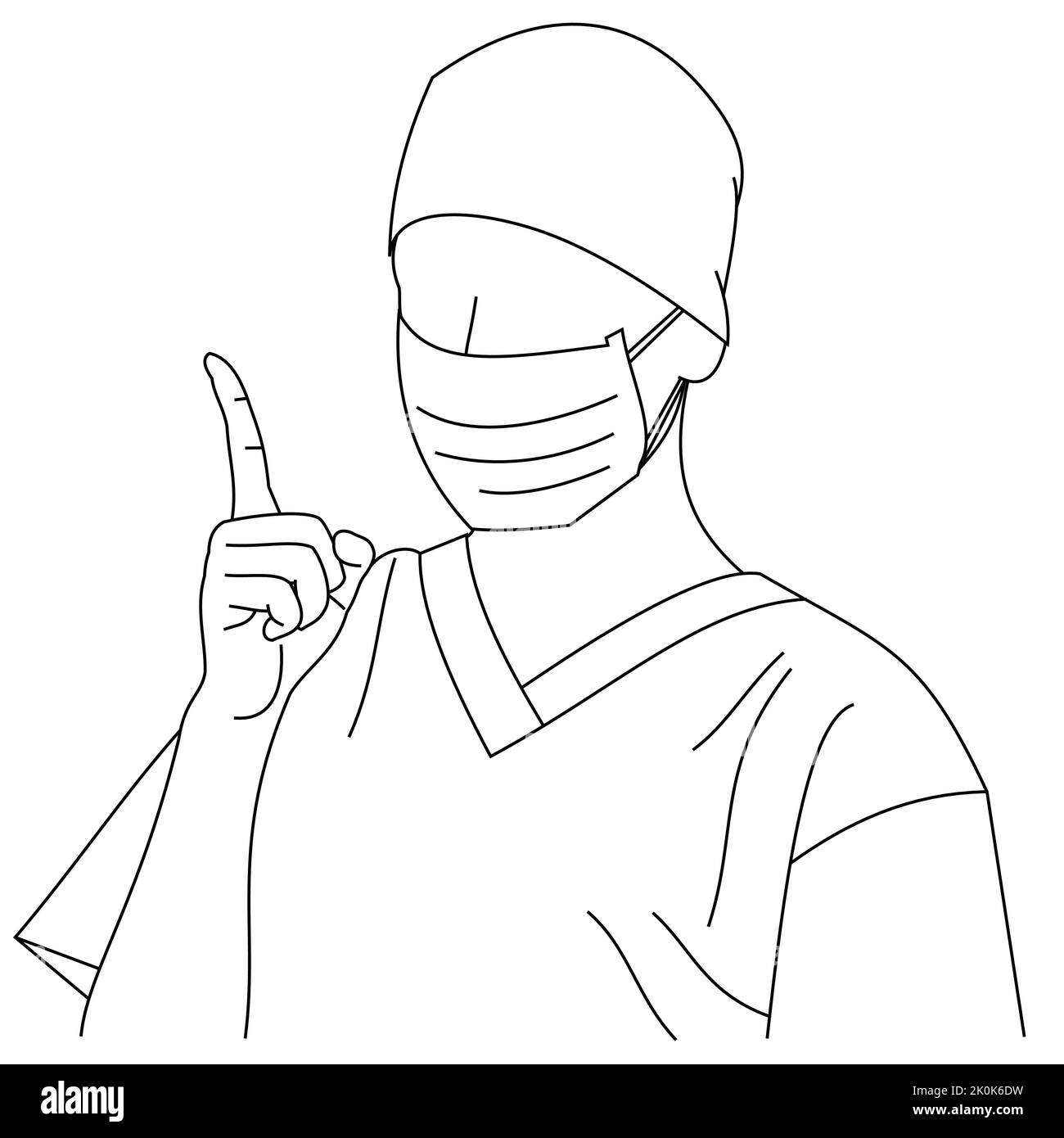A vector of a nurse figure wearing a face mask over a white background ...
