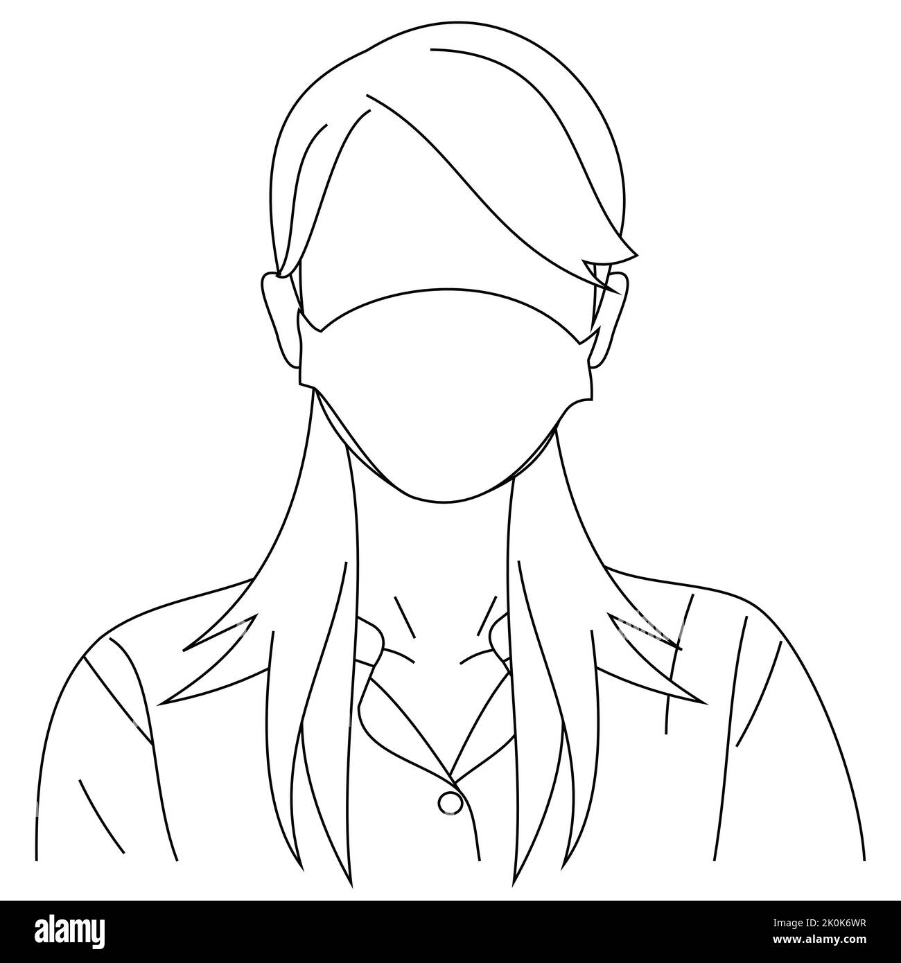 A vector of a woman figure wearing a face mask over a white background ...