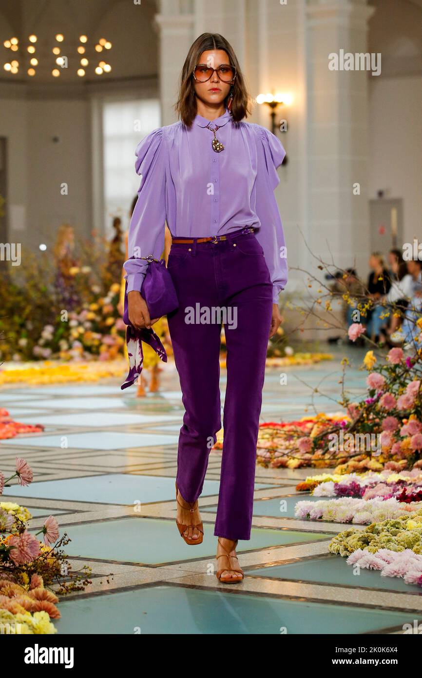 A model walks on the runway at the Ulla Jacobsen fashion show at ...