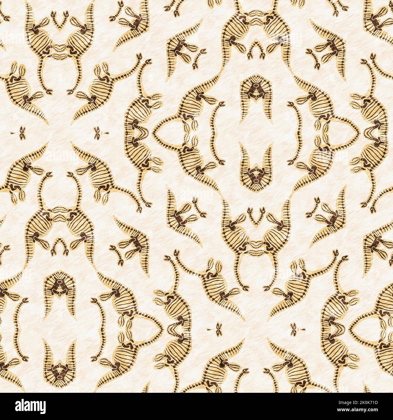 Hand drawn plesiosaur dinosaur fossil bones seamless pattern. Gender ...