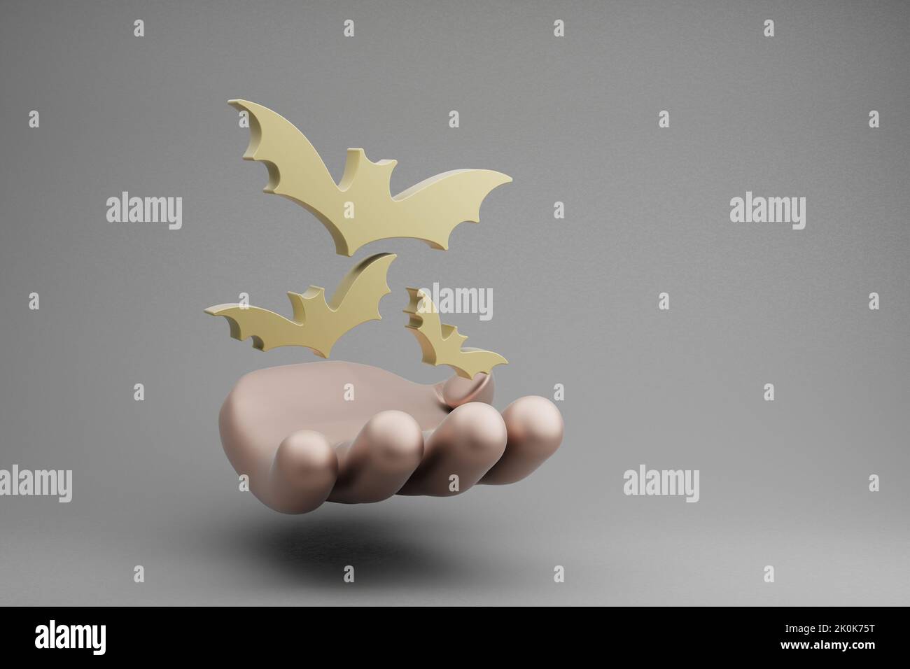 Beautiful abstract illustrations Golden Hand Holding Halloween bats ...