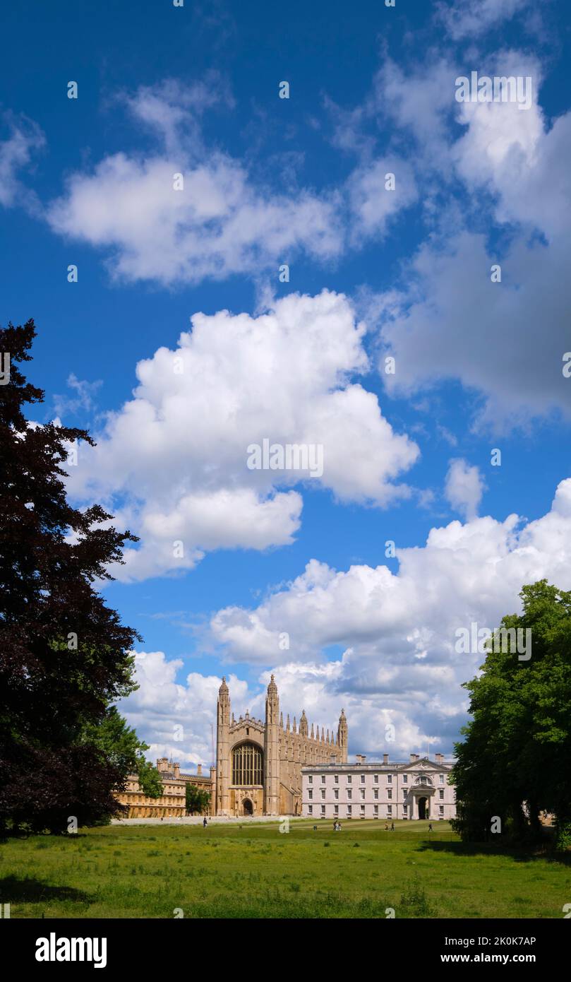 A vertical view of King's chapel, Clare college on the left, the Gibb's ...