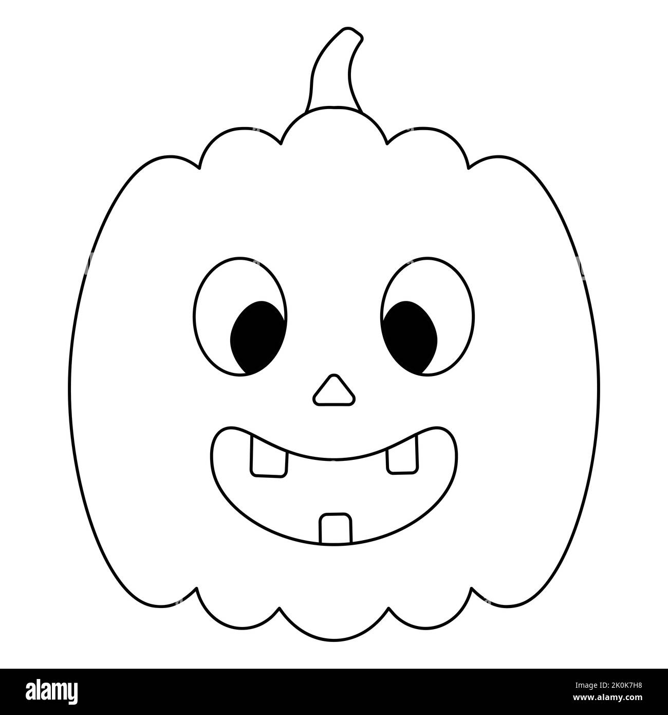 Pumpkin. Smiling facial expression. Vector illustration. Outline on an ...