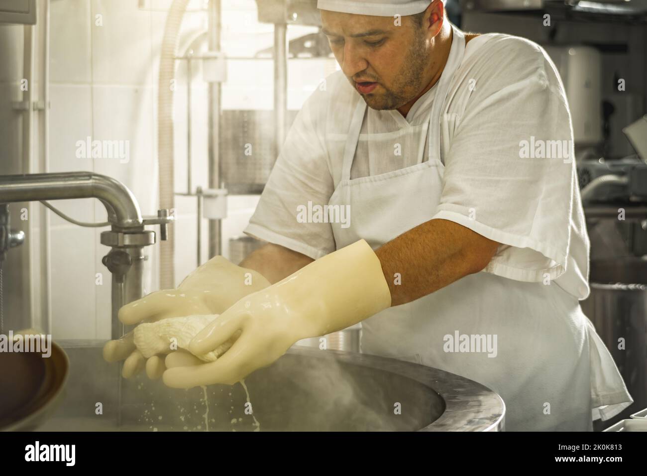 The process of producing different varieties of cheese in industry ...