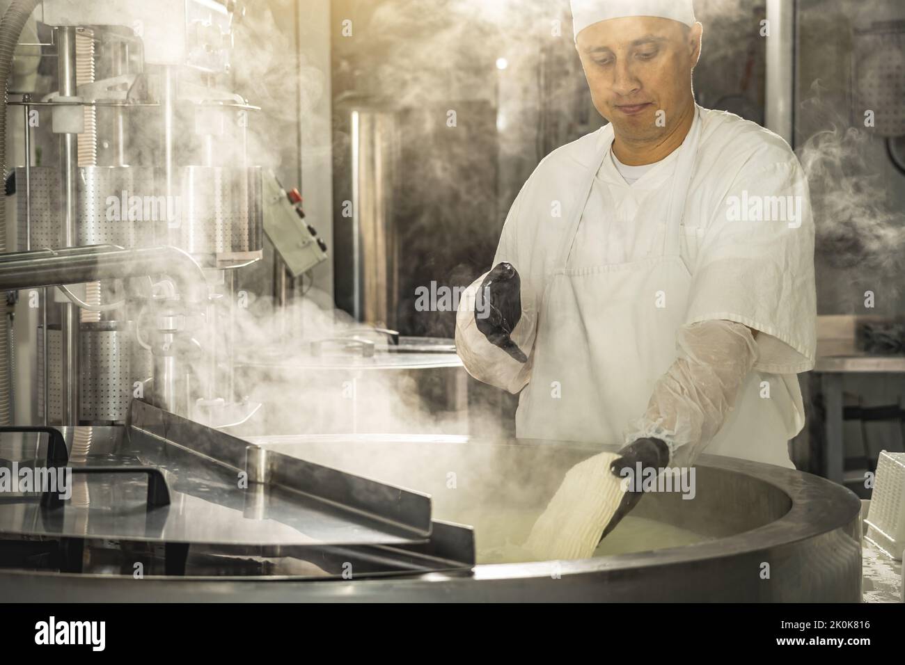 The process of producing different varieties of cheese in industry ...