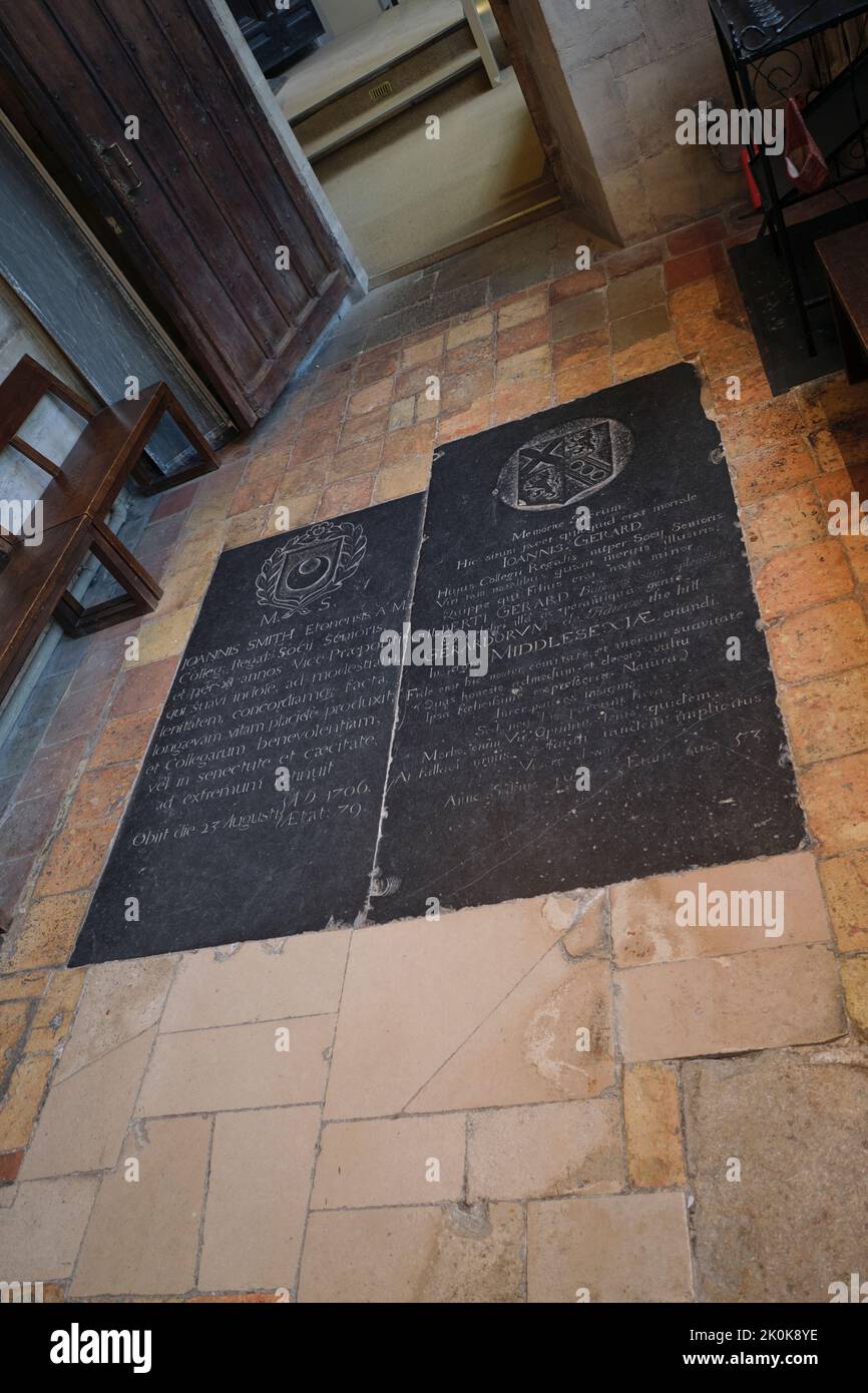 Two grave markers in the floor in a side room at King's chapel. At King ...