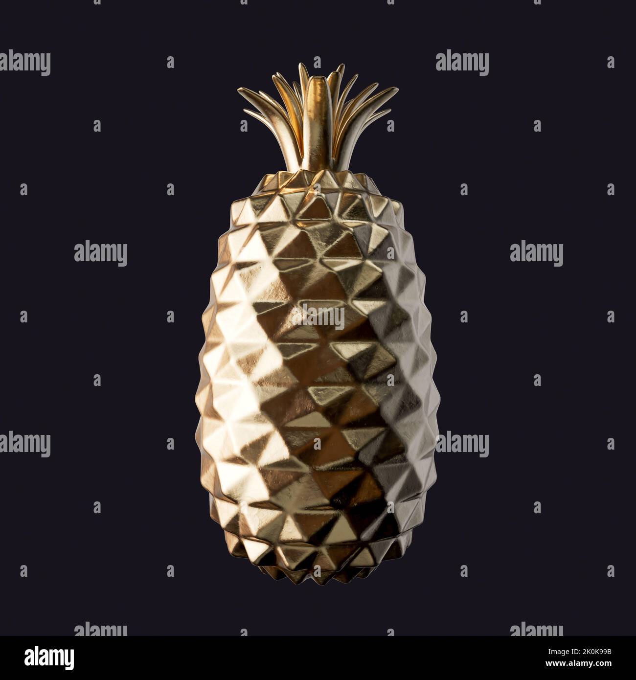 A single pineapple made from solid gold on an isolated background - 3D ...
