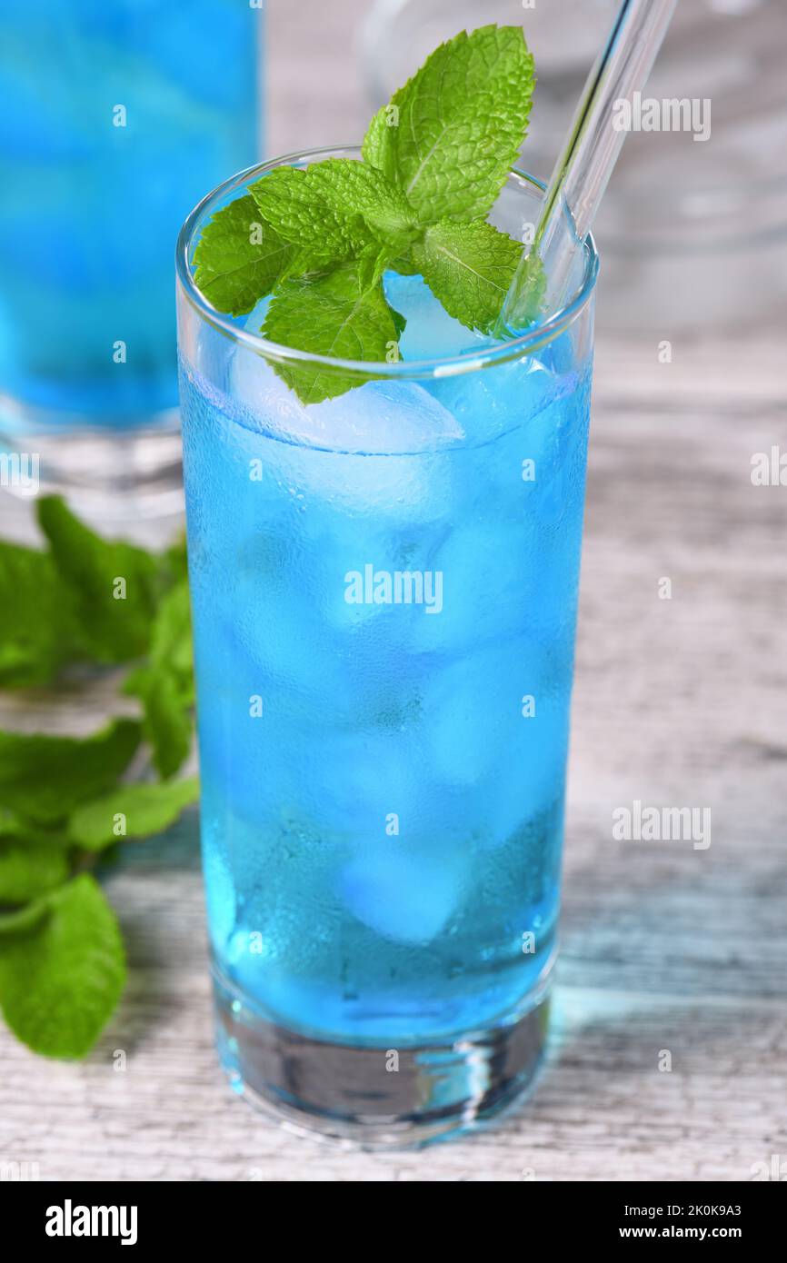 Blue Mojito. Cocktails Liqueur-based Blue Curacao Stock Photo - Alamy
