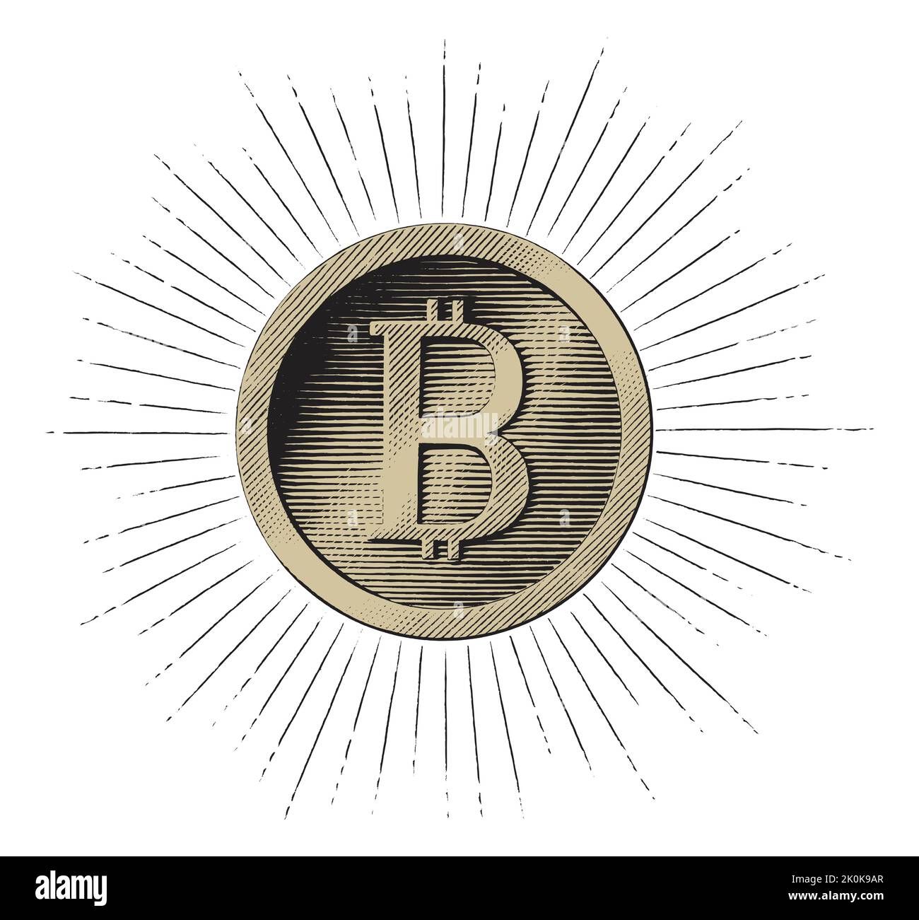 Bitcoin with ray hand draw vintage engraving style Stock Vector Image ...