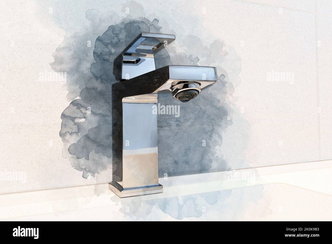 Illustration Sketch of a Very high end faucet in a luxury bathroom - no ...