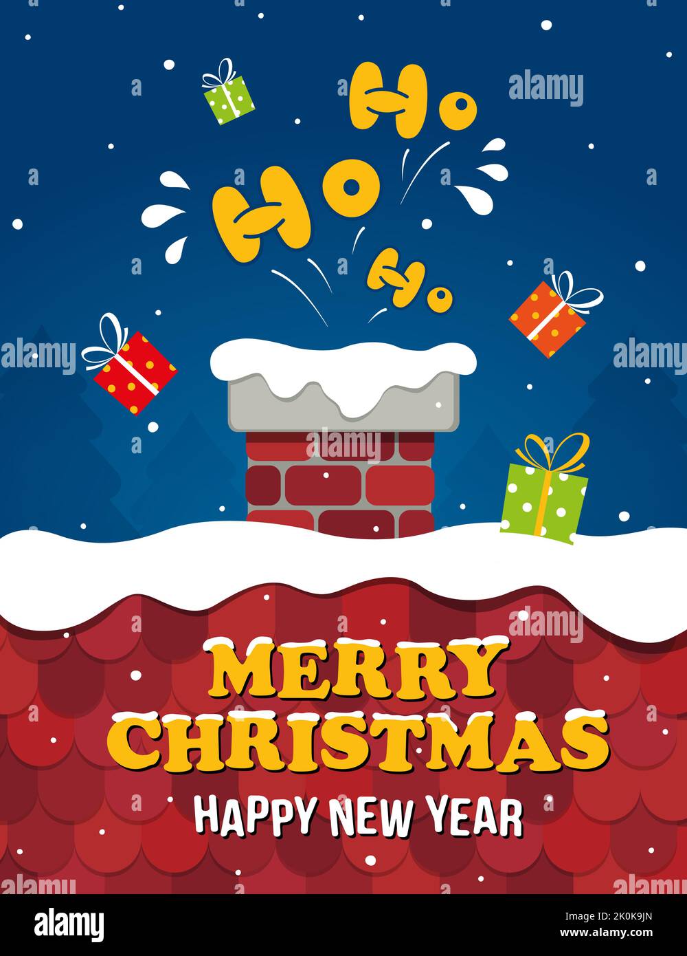 Santa Claus with gifts fell into the chimney of the fireplace ...