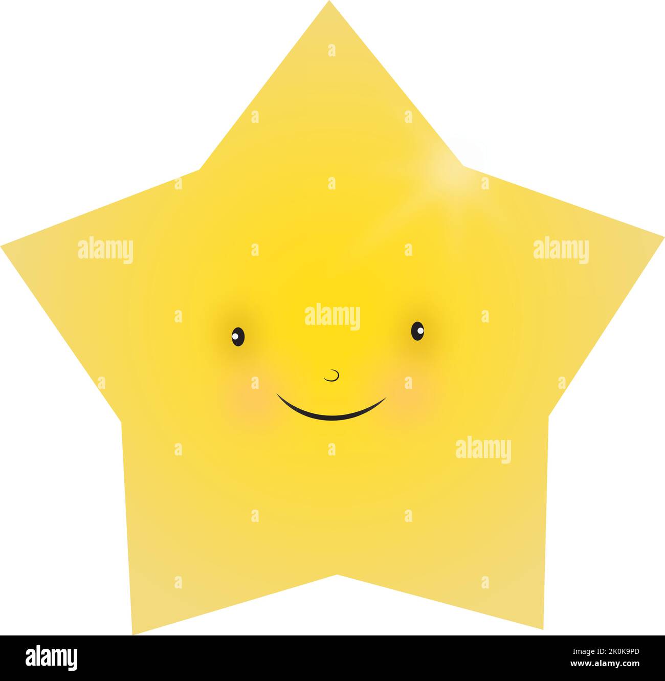 Beautiful, smiling yellow star isolated on the white background Stock ...