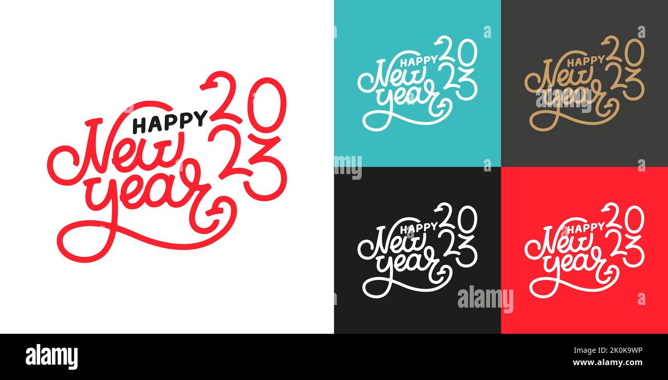 Typographic lettering set - Happy new year 2023 Stock Vector Image ...