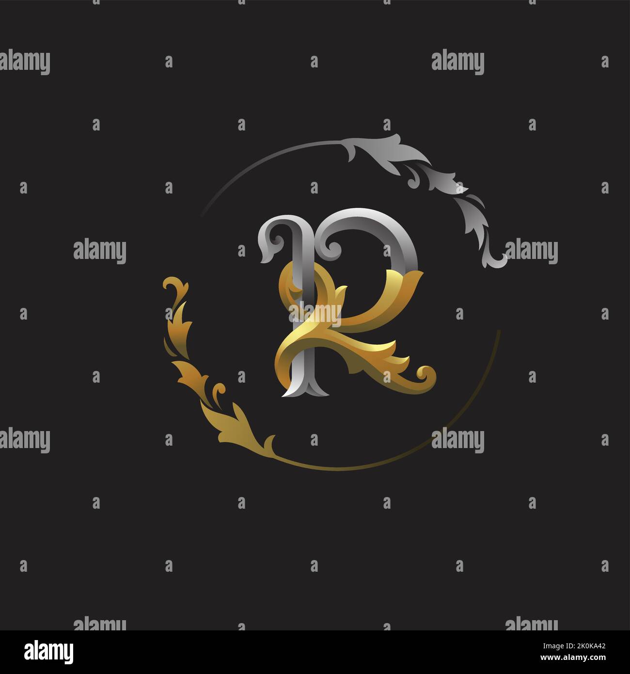 a vintage ornamental letter R with floral decorative frame Stock Vector ...