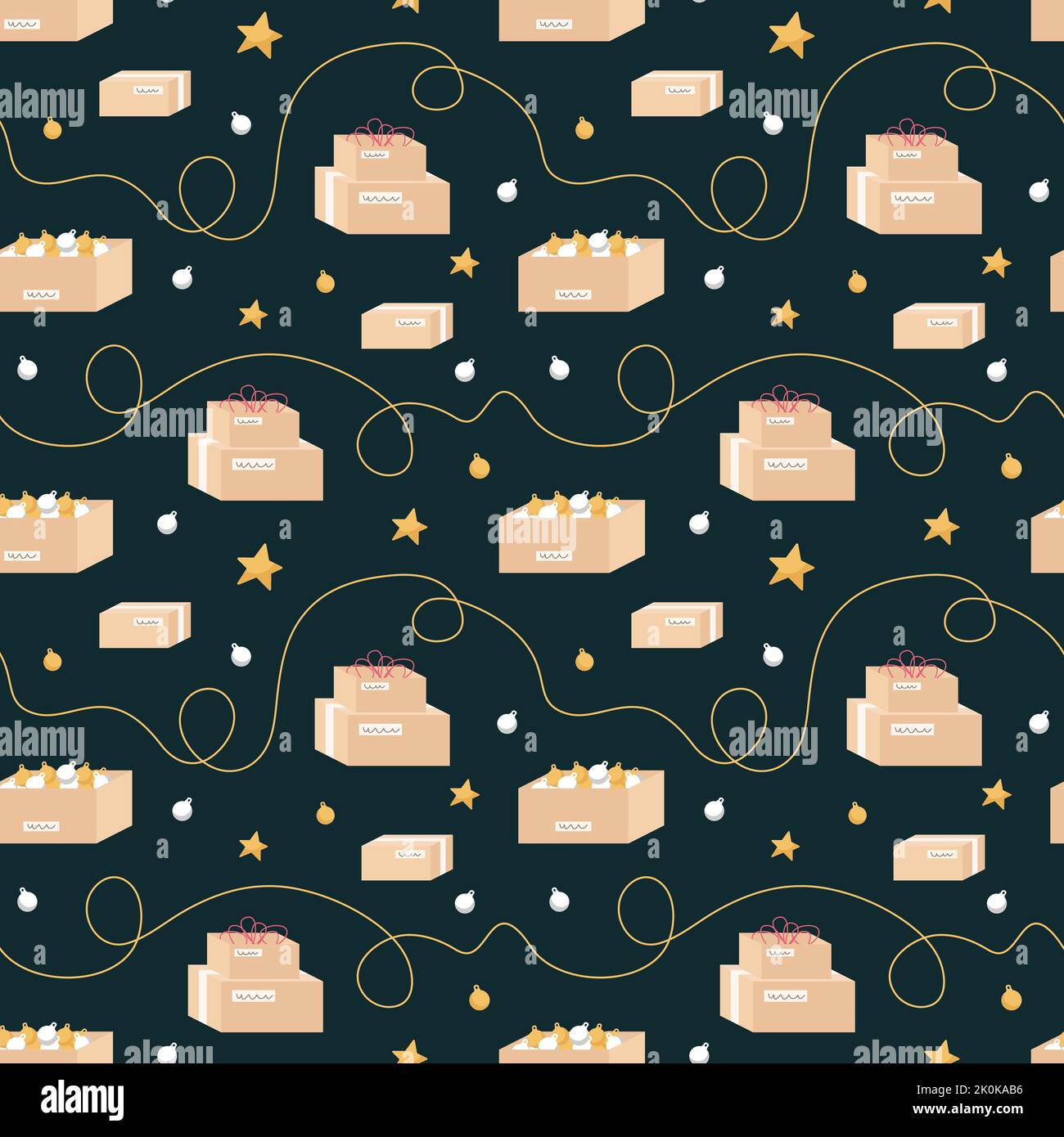 Seamless pattern christmas preparation with boxes. New year background ...