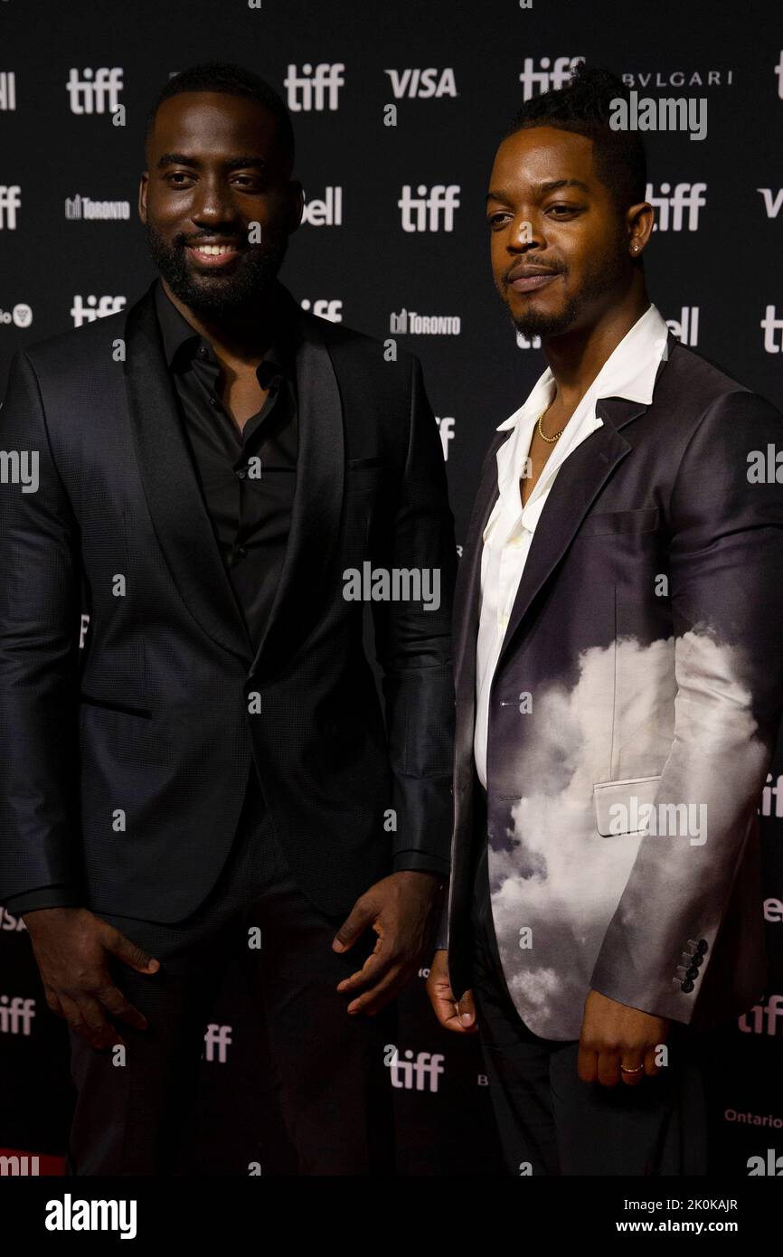 Shamier Anderson, left, and Stephan James arrive at the Toronto ...
