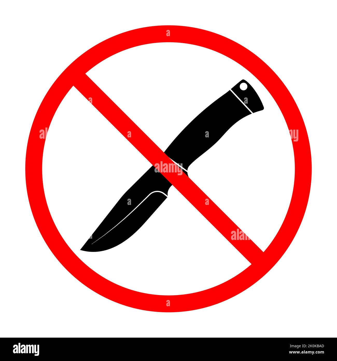 Knife ban sign. Knife forbidden. Dangerous weapon. Red prohibition sign ...