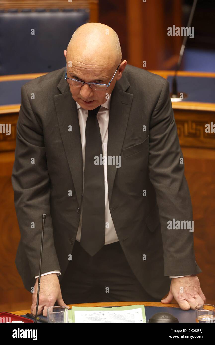 John Blair giving a tribute in the Northern Ireland Assembly Chamber at ...