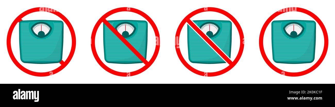 Weighing scale ban sign. Weighing scale is forbidden. Set of red ...