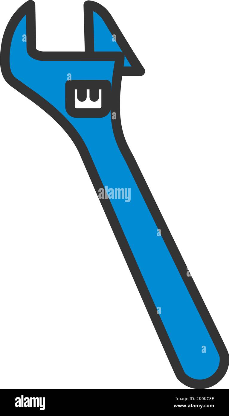 Icon Of Adjustable Wrench. Editable Bold Outline With Color Fill Design ...