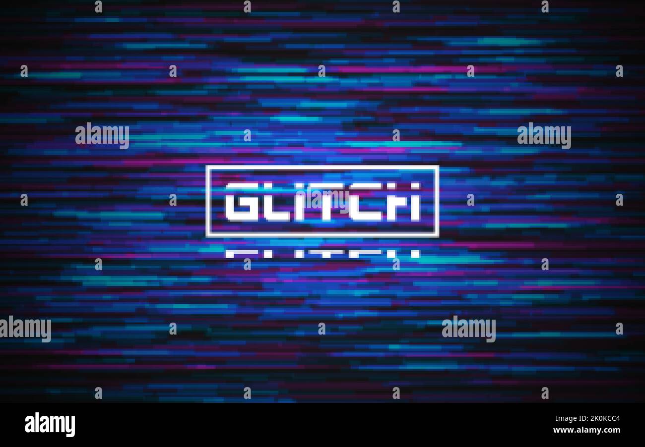 Glitch digital error. Color video distortion with lines. Horizontal no ...